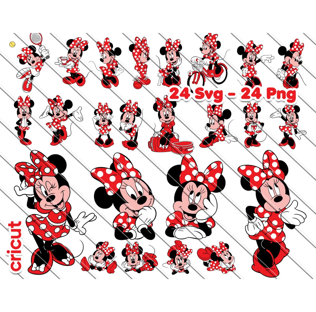 Red Minnie Mouse SVG PNG: Cricut Clipart, Image Files (digital Download ...