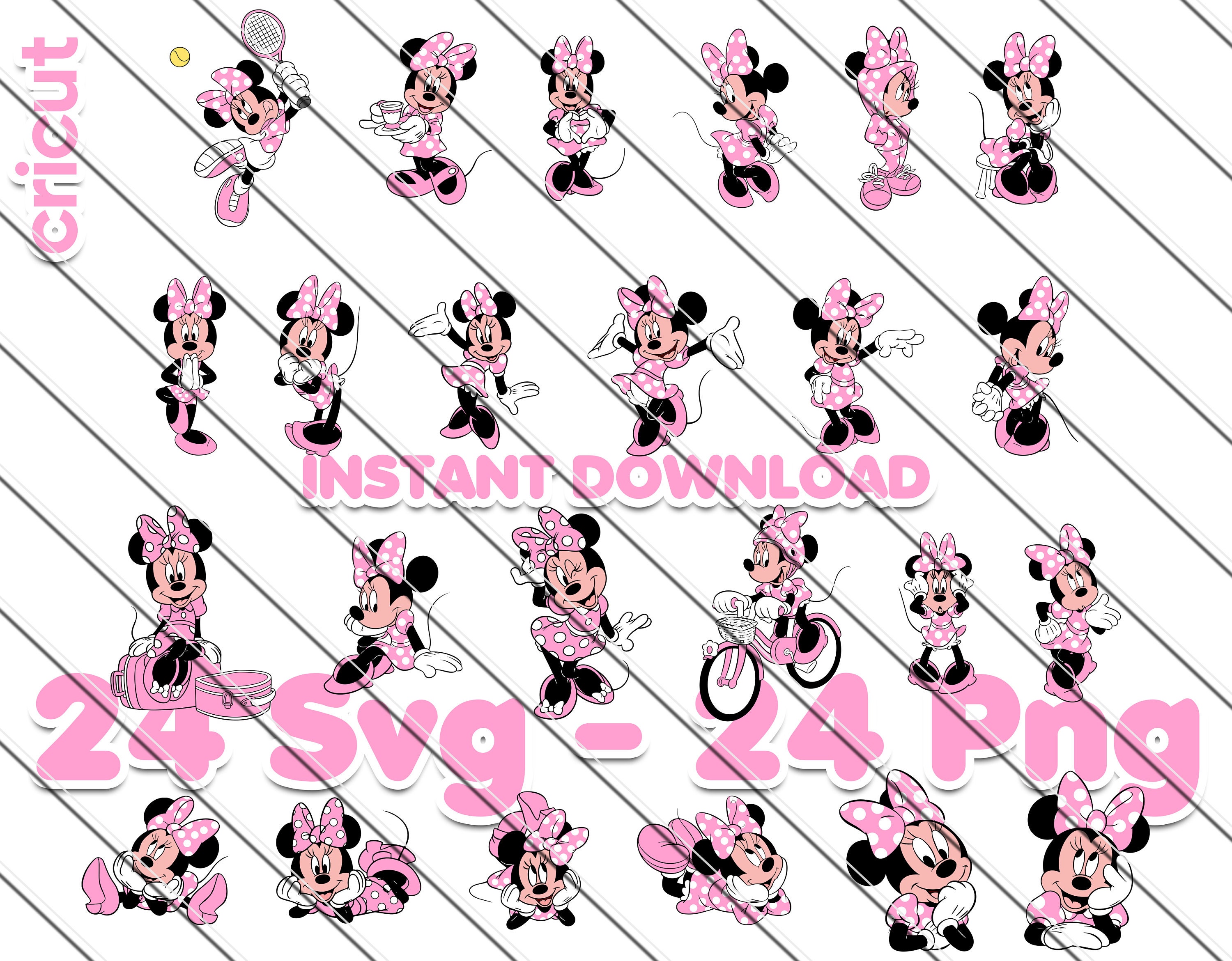Minnie Mouse Svg, Minnie Mouse Svg for Cricut, Minnie Mouse Png, Pink ...