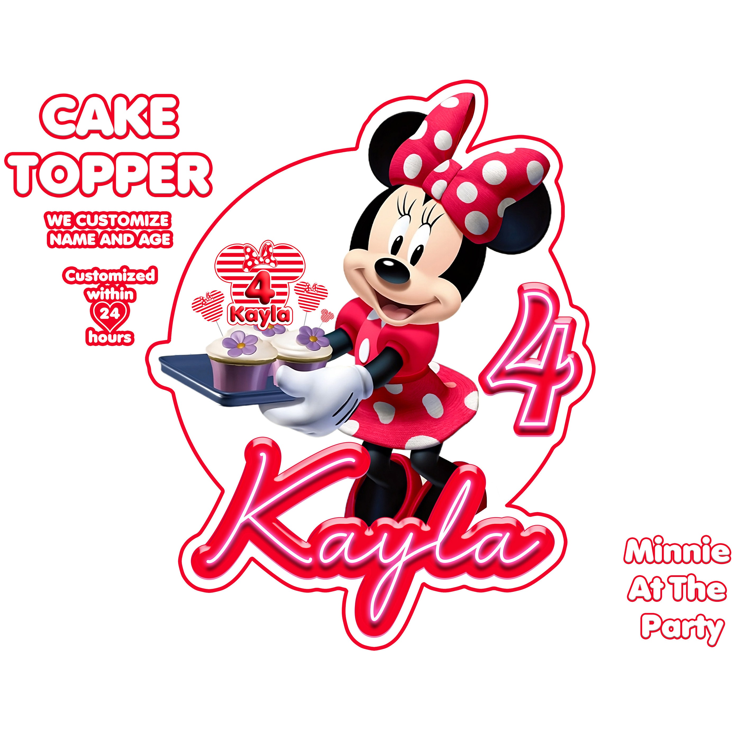 Red Minnie Mouse Cake Topper