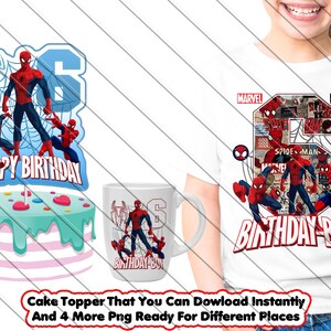 Spidey 6th Birthday PNG: Superhero Cake Topper (instant Download) - Etsy