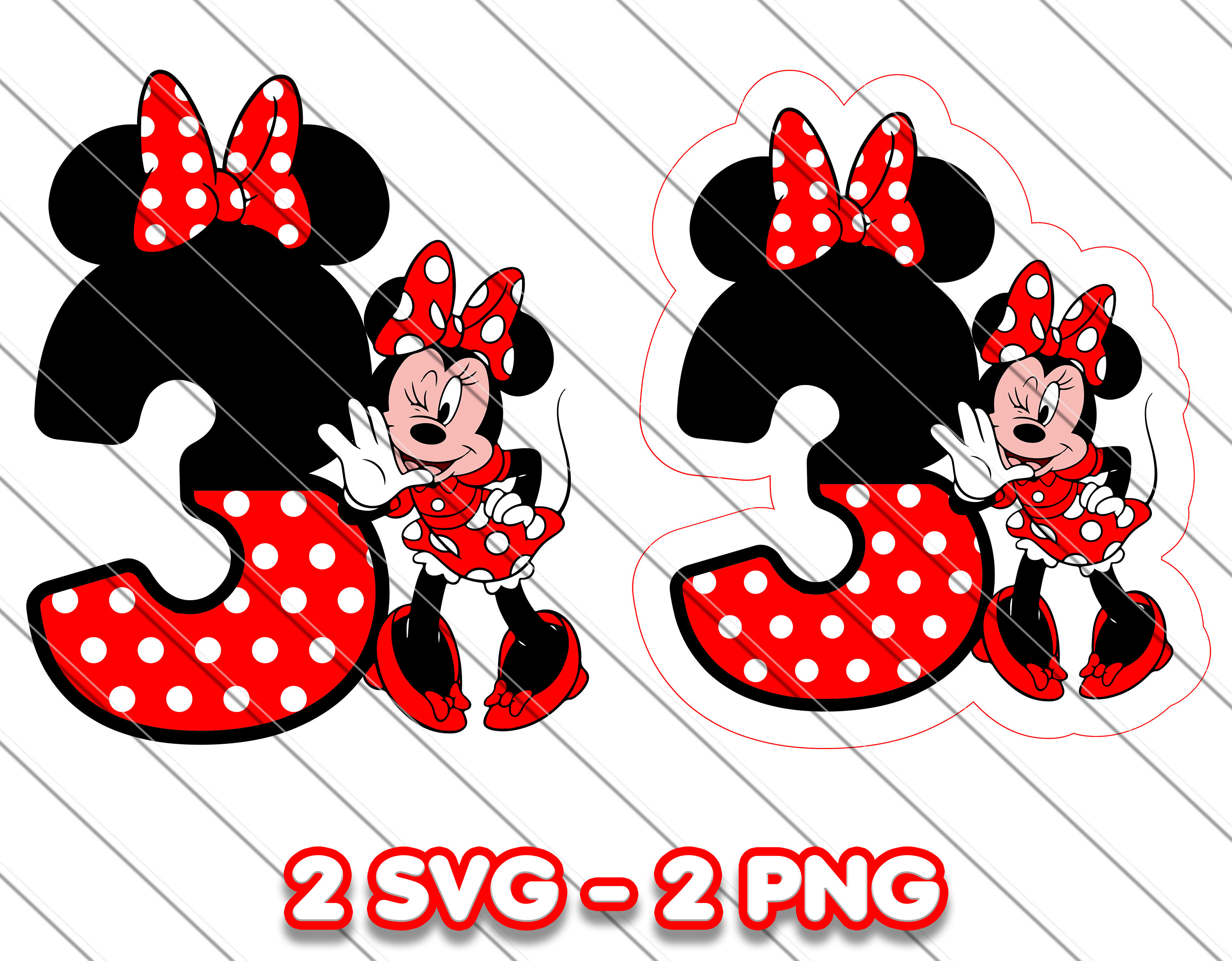 Printable Minnie Mouse 3rd Birthday Svg Png Digital - Etsy