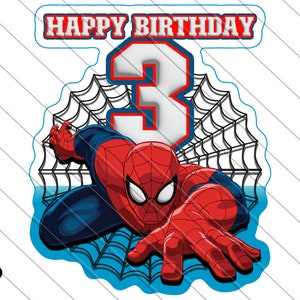 Spiderman 3rd Birthday Boy PNG, Spiderman Cake Topper, It's My Birthday ...