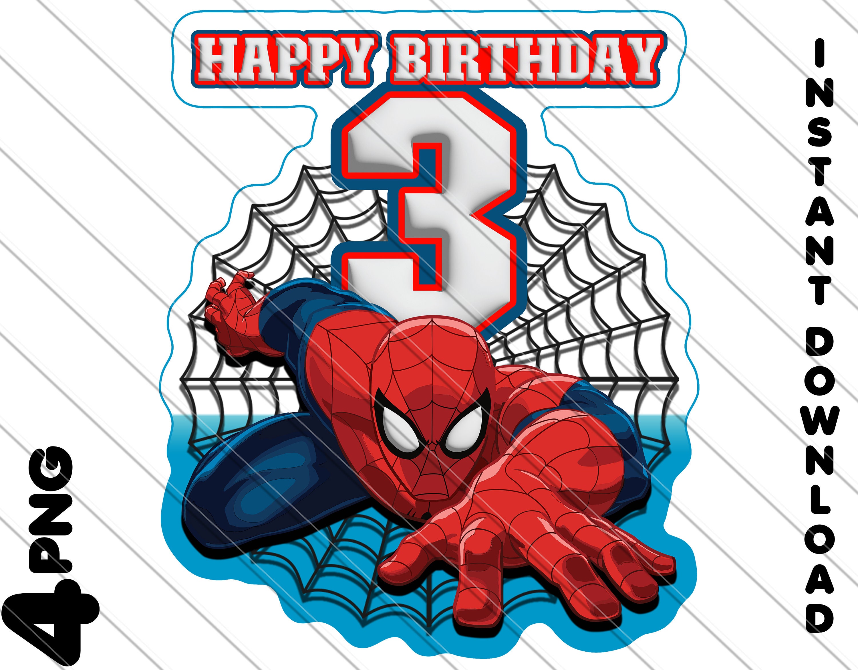 Spiderman 3rd Birthday Boy PNG: Cake Topper Design (digital Download ...