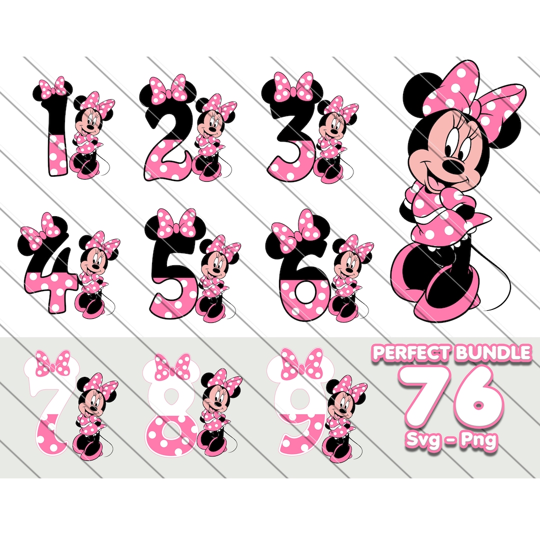 Minnie Mouse Numbers Svg, Png, Minnie Mouse Svg, Minnie Mouse Svg for ...