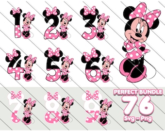 Minnie Mouse Numbers Clipart Png - Etsy