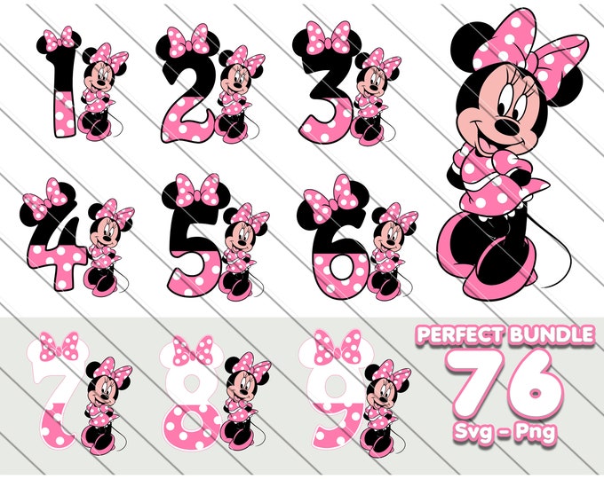 Minnie Mouse Numbers Clipart Png - Etsy Canada