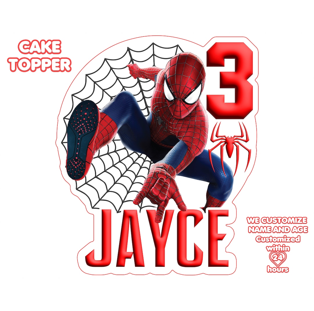 Spiderman Cake Topper, Personalized Spiderman, Cake Topper, Perfect Png ...