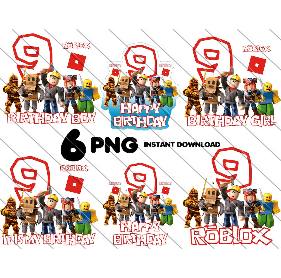 Roblox 9th Birthday PNG: Cake Topper, Shirt Design (digital Download ...