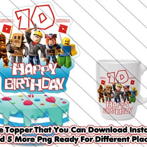 Roblox 10th Birthday PNG: Cake Topper & Shirt Designs (digital Download ...