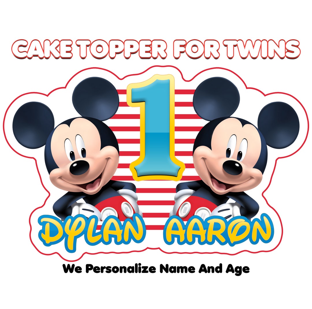Personalized Cake Topper for Twins, Mickey Mouse Cake Topper,mickey ...
