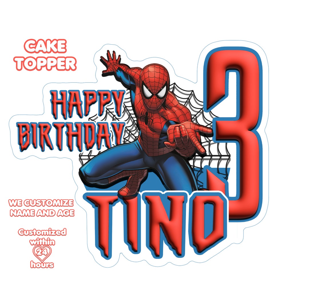 Personalized Spiderman Cake Topper, Custom Spiderman Cake Topper ...