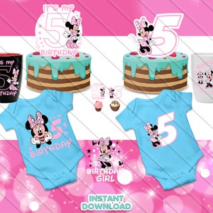 Minnie Mouse 5th Birthday, Minnie Mouse Svg, Clip Art, Image Files, 5th ...