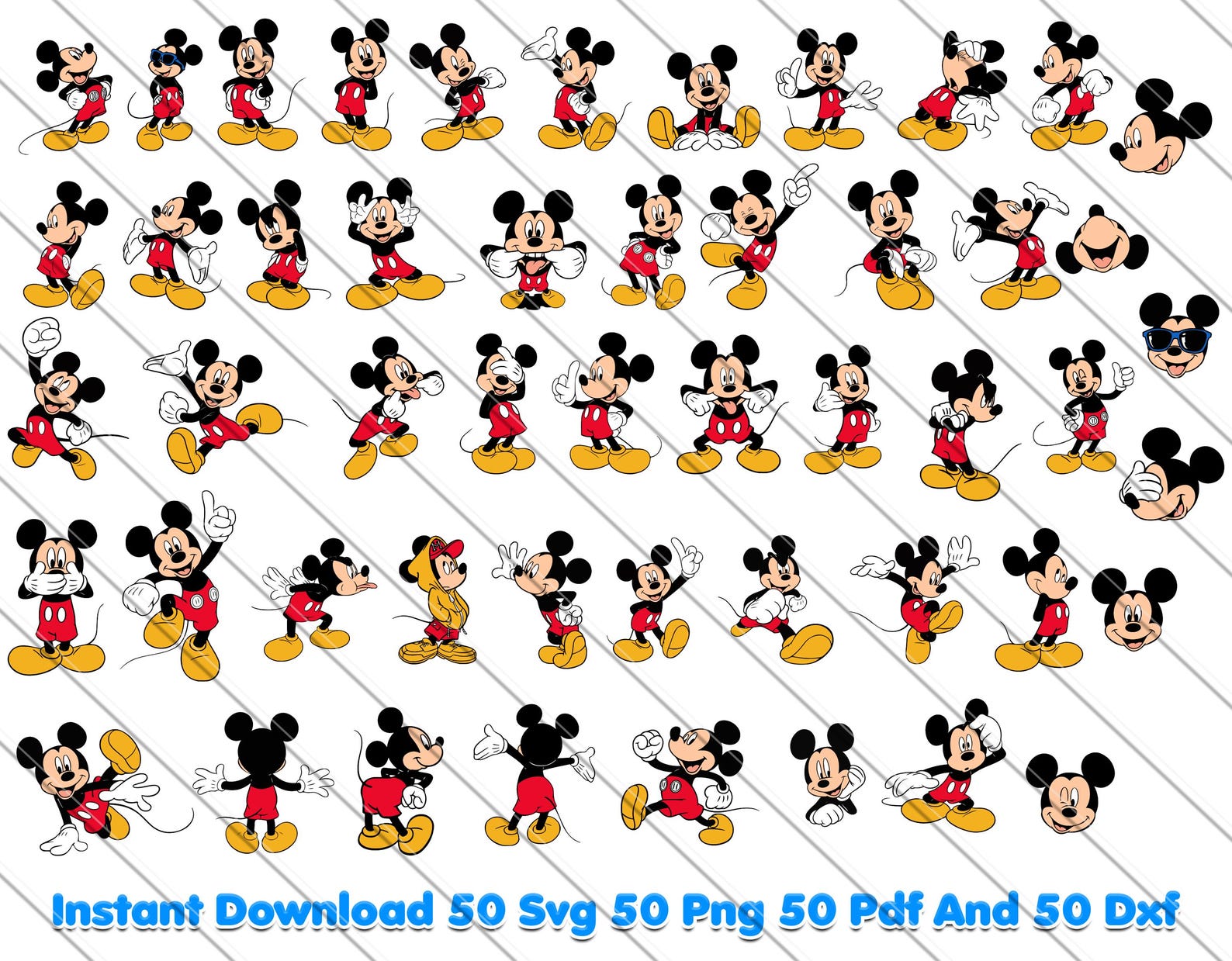 Mickey Mouse Bundle, Svg, Png, Pdf, Dxf, 50 Designs, Digital Mickey ...