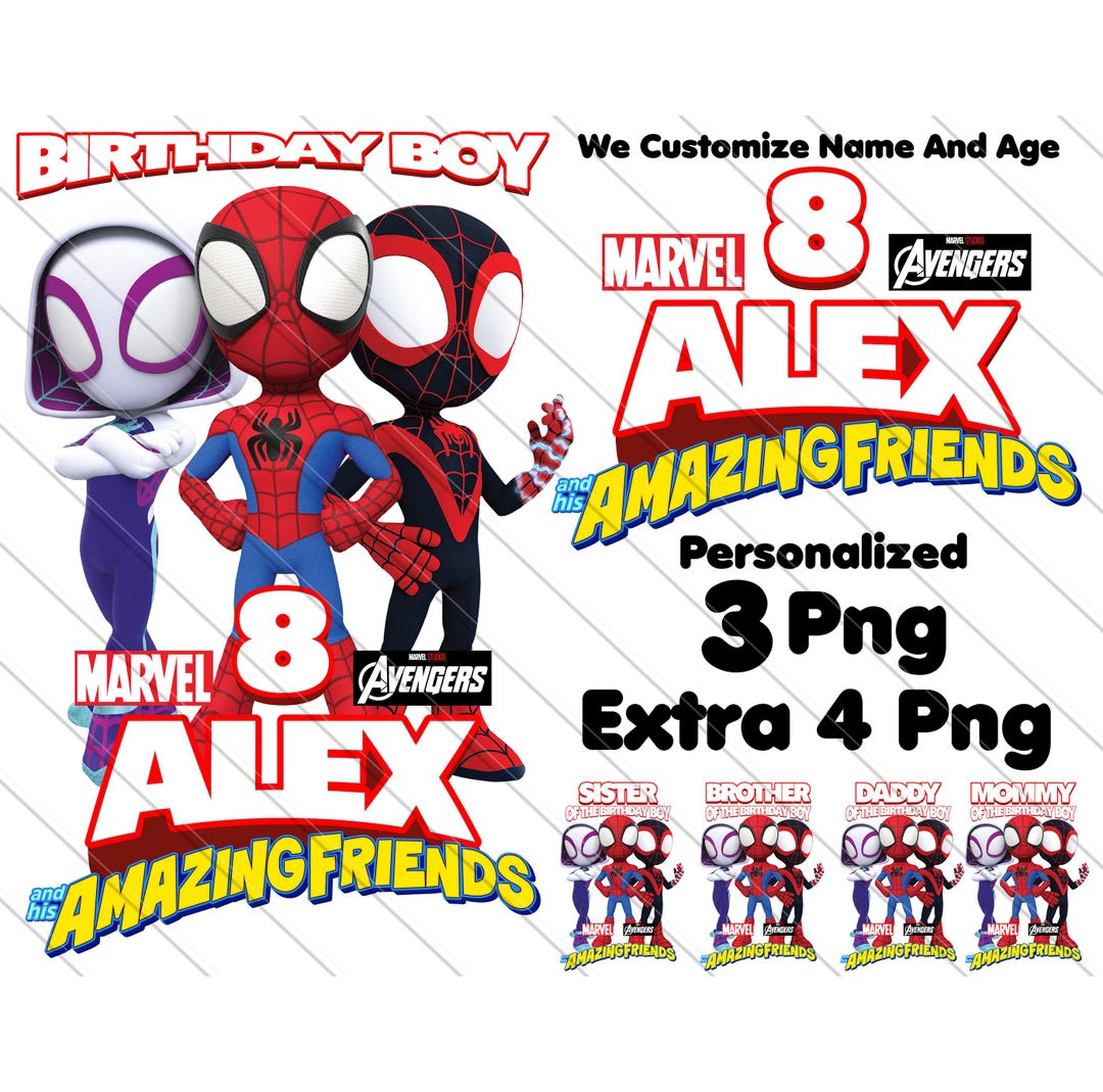 Personalized Spidey and His Amazing Friends Png, Matching Family ...