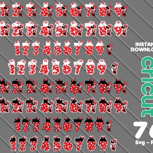 Minnie Mouse Numbers SVG, PNG: Red Birthday Clipart (digital Download ...