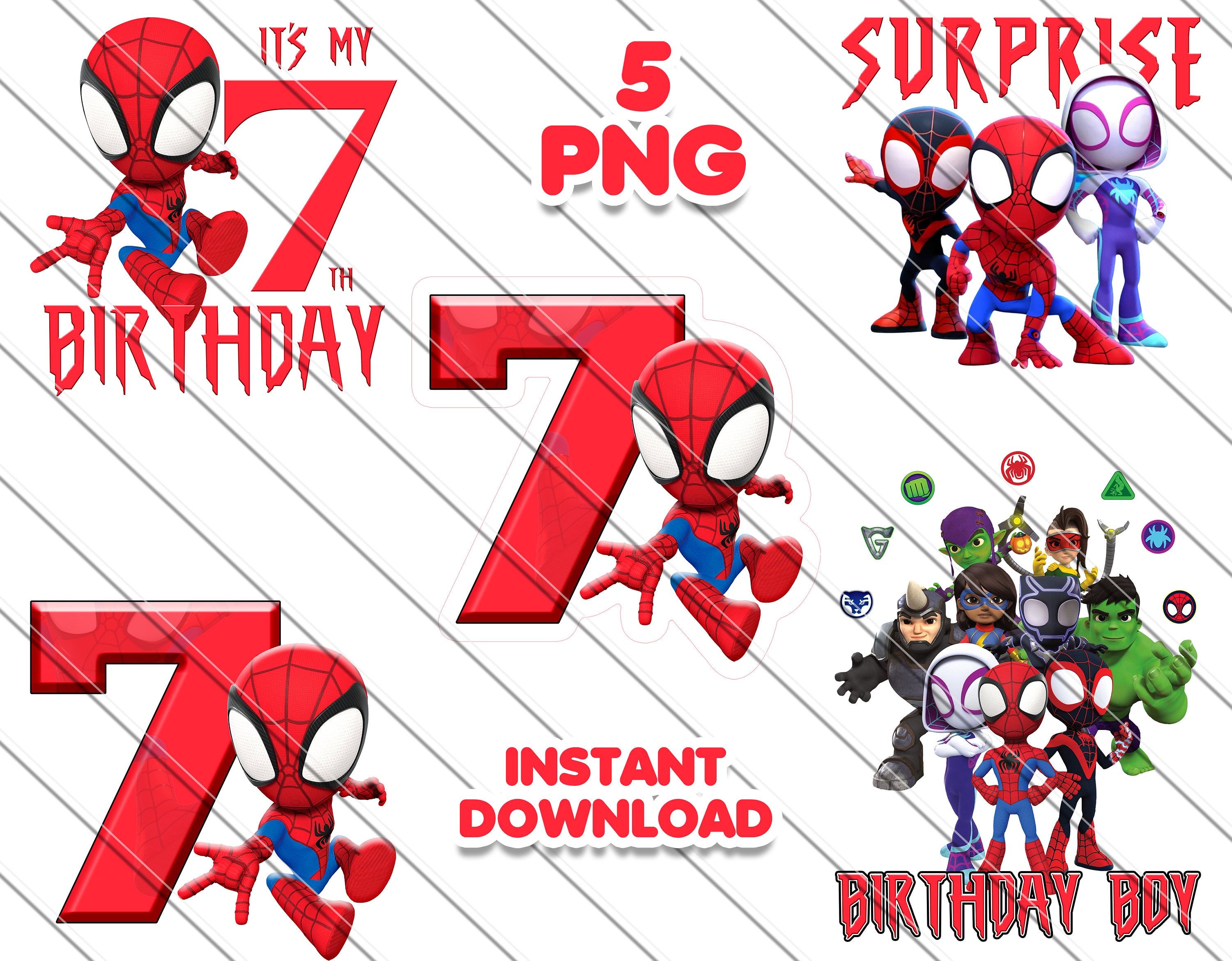 Spiderman Cake Topper 7th Birthday Birthday Boy Png - Etsy