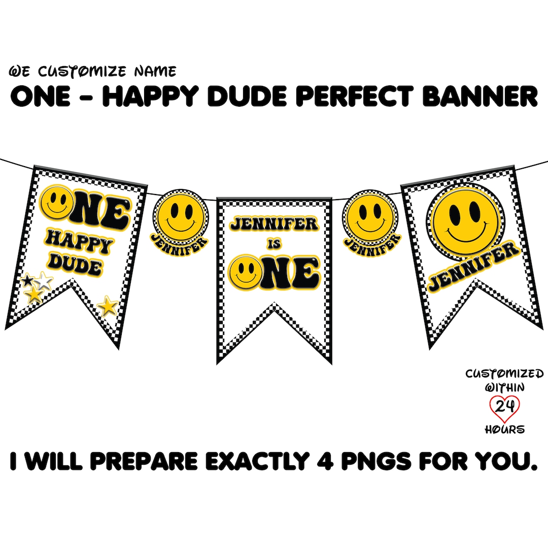 Custom ONE Happy Dude Banner, ONE Happy Dude Party, Happy One Decor ...