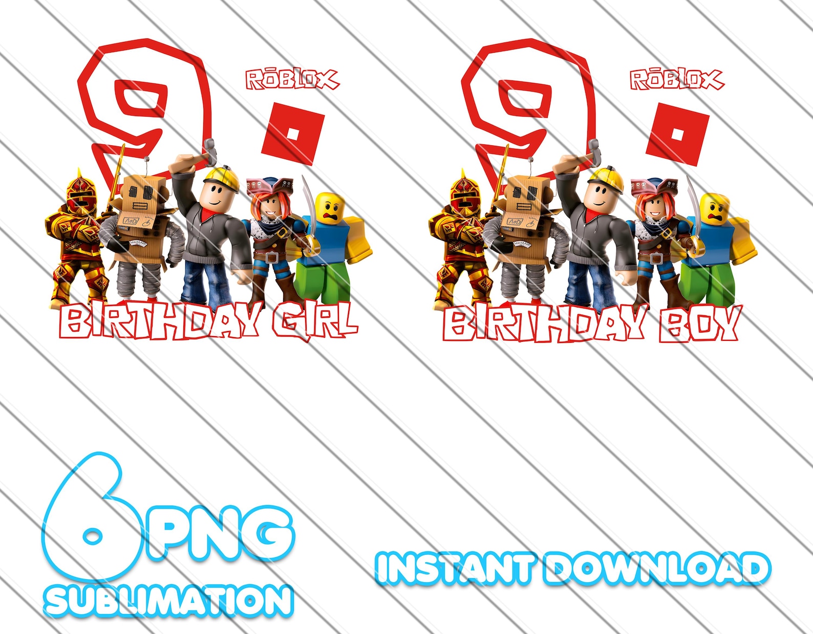 Roblox 9th Birthday PNG: Cake Topper, Shirt Design (digital Download ...