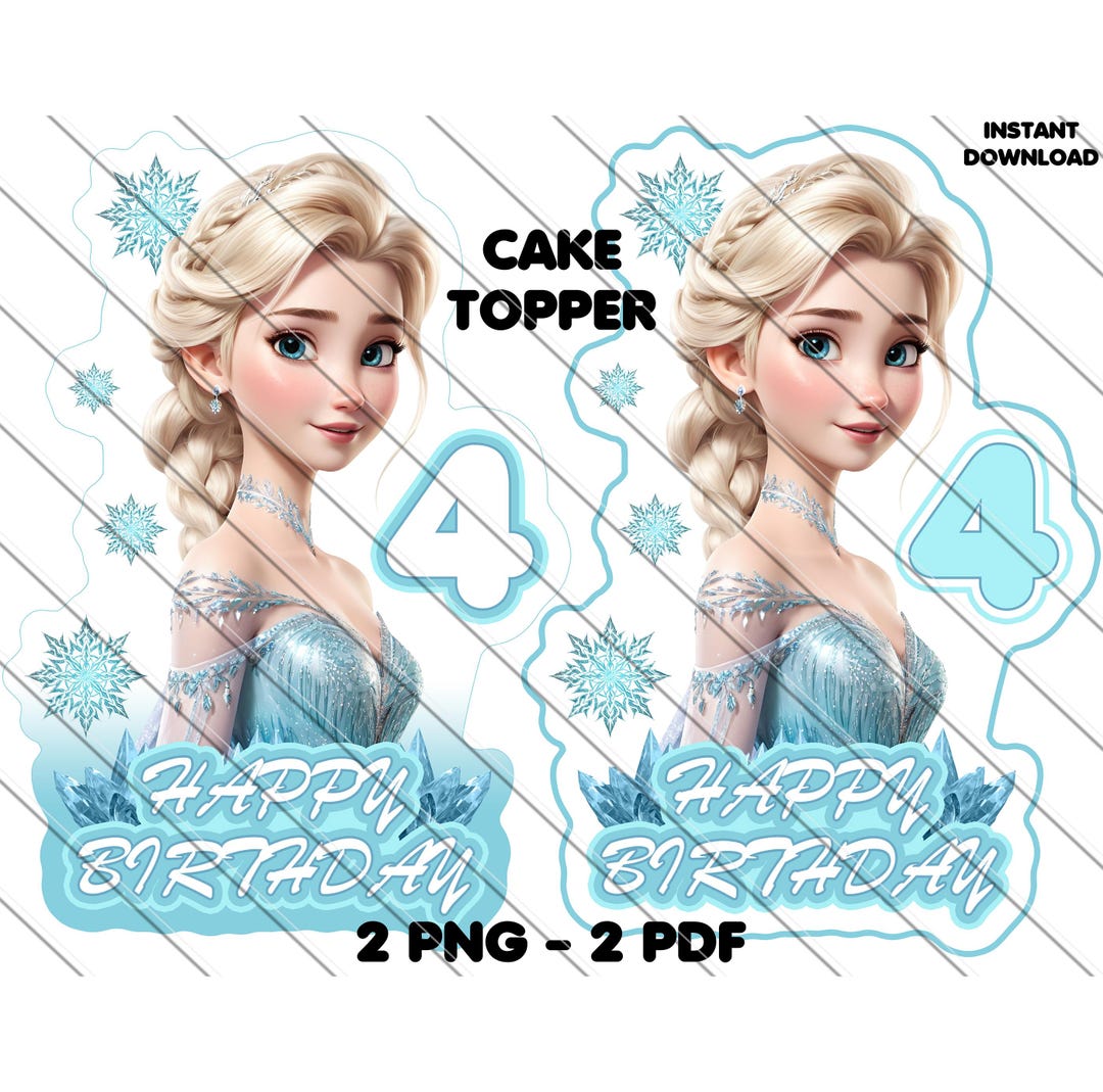 Elsa Cake Topper, 4th Birthday Png, Elsa Birthday Png, Frozen Birthday ...