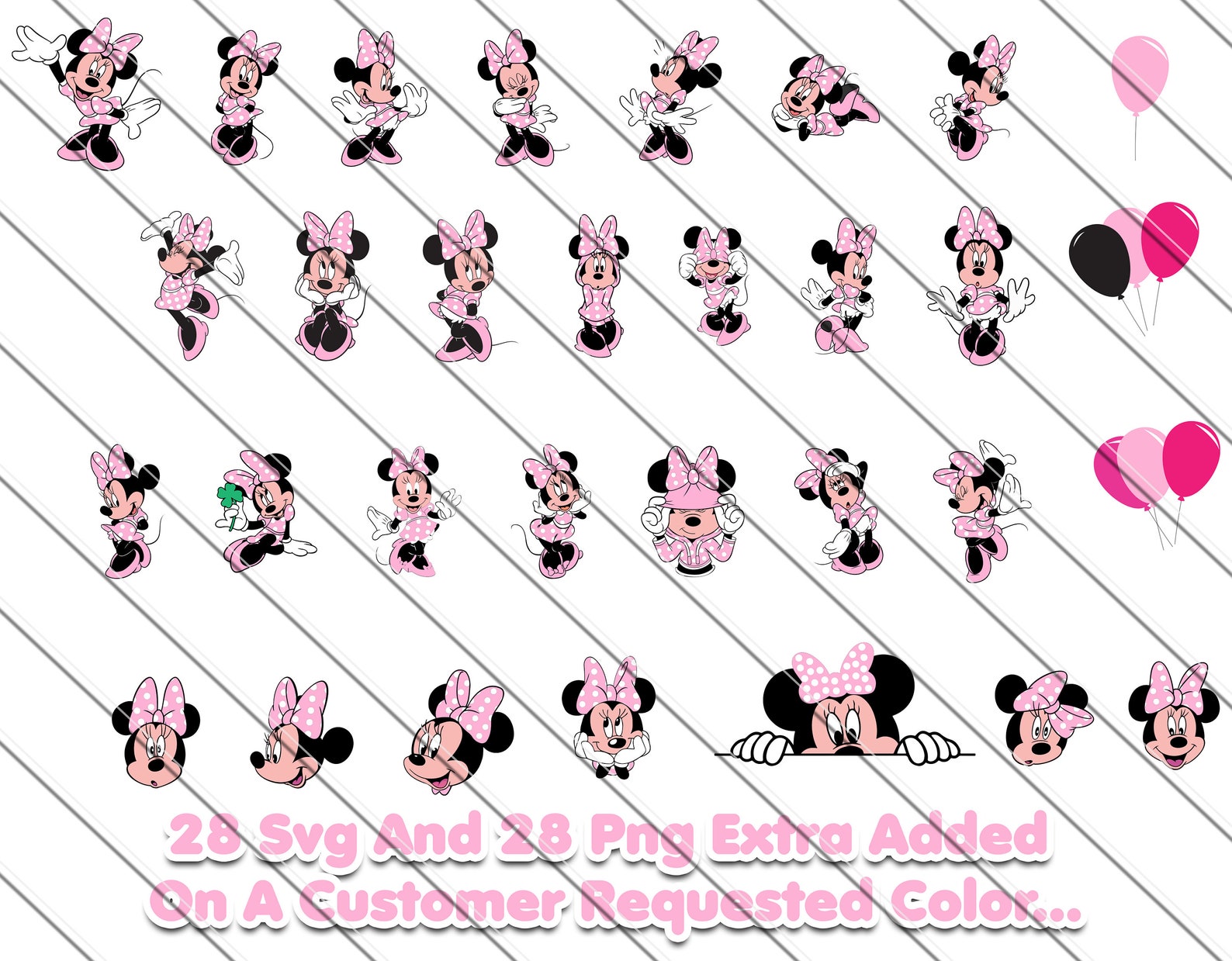 Pink Minnie Mouse SVG PNG Clipart (digital Download) - Etsy