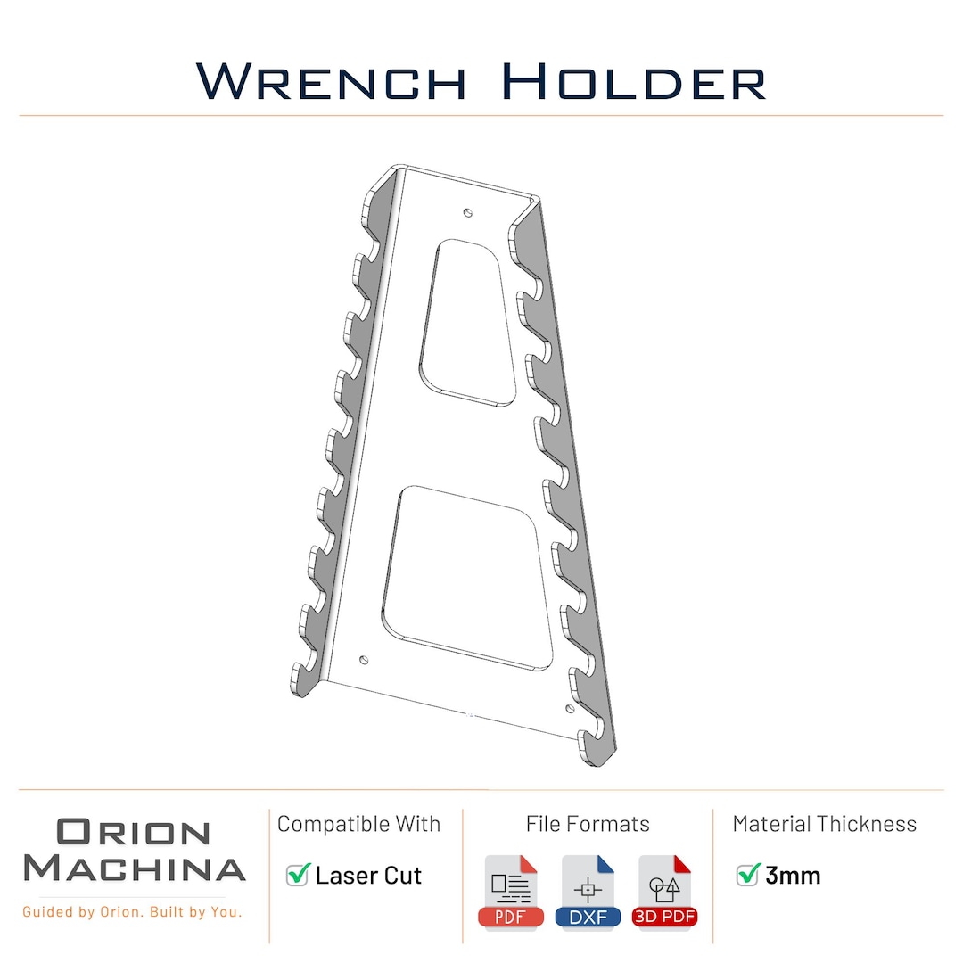 Wrench Holder Sheet Metal Plan, Laser Cut DXF, 3mm Steel (PDF Drawing ...