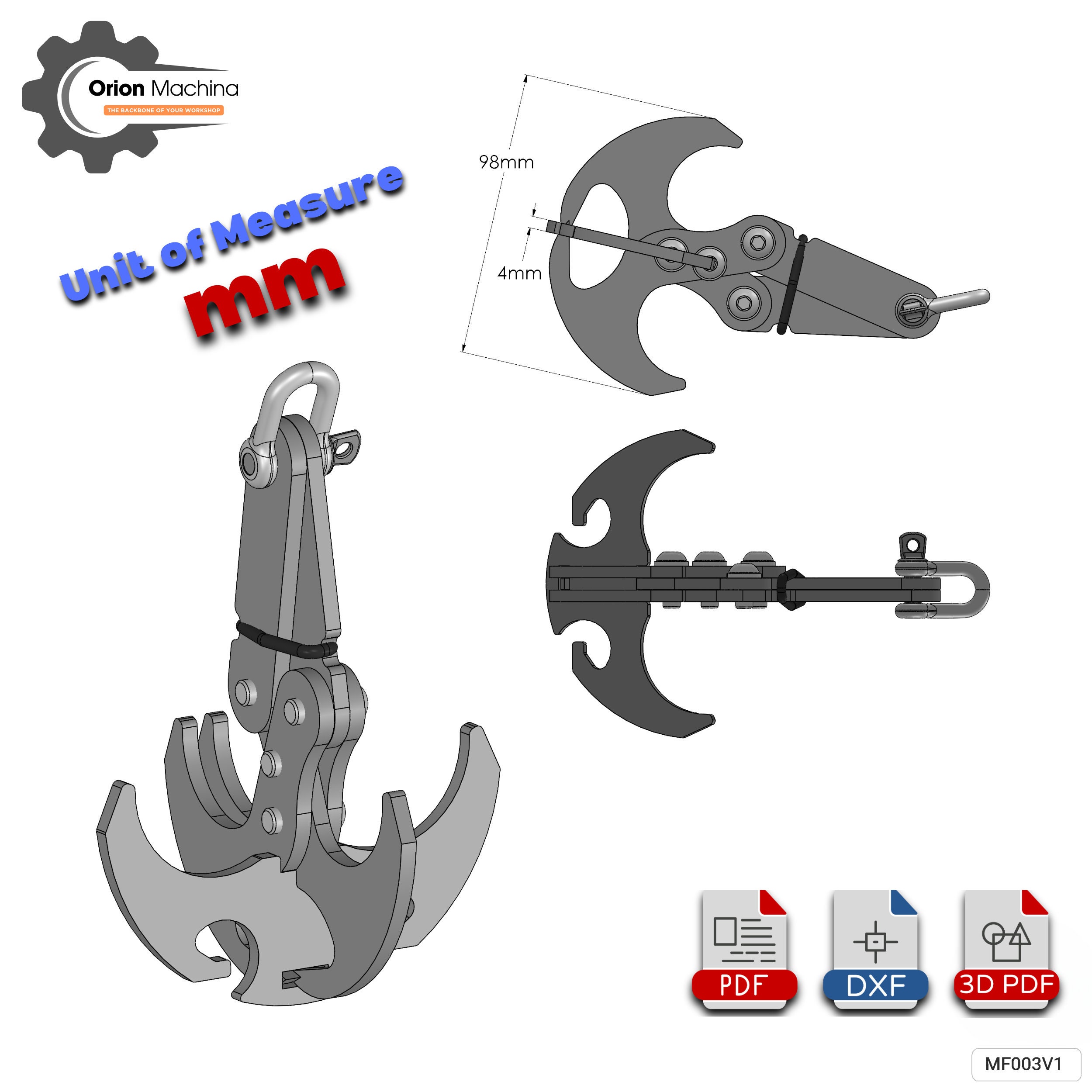 Tactical Grappling Hook Steel Laser Cut Plans: Climber's DXF (PDF) - Etsy