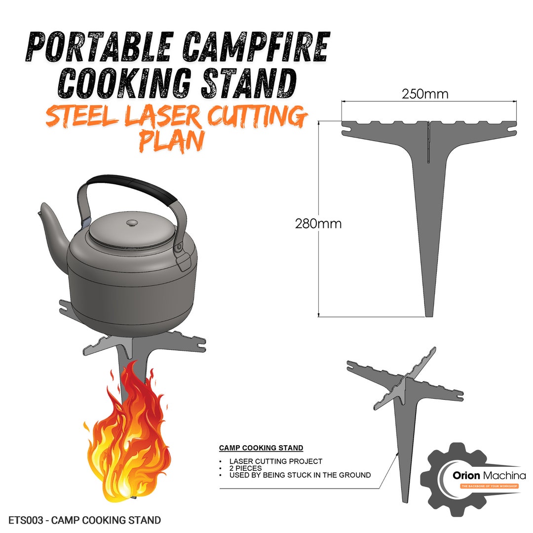 Portable Campfire Cooking Stand Plans: Laser-cut Steel BBQ (PDF Format ...
