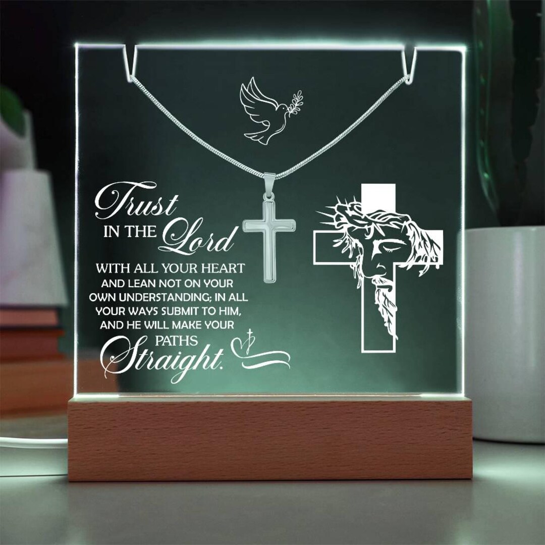 Inspirational Acrylic Plaque With Cross Necklace: Religious Gift - Etsy