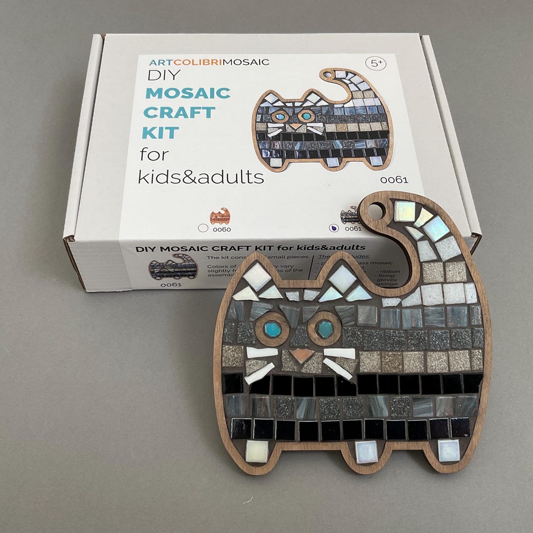 DIY Craft Mosaic Kit Black Cat DIY Mosaic Kit Craft Kit Box Kitten ...