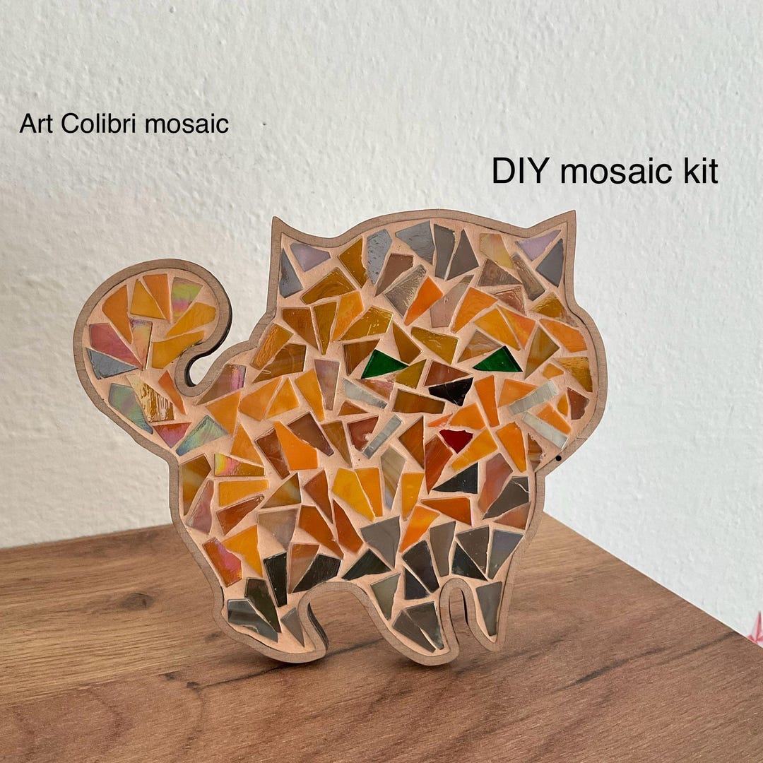 DIY Mosaic Kit – Cute Red Cat | Gift Craft Set for Kids & Adults ...