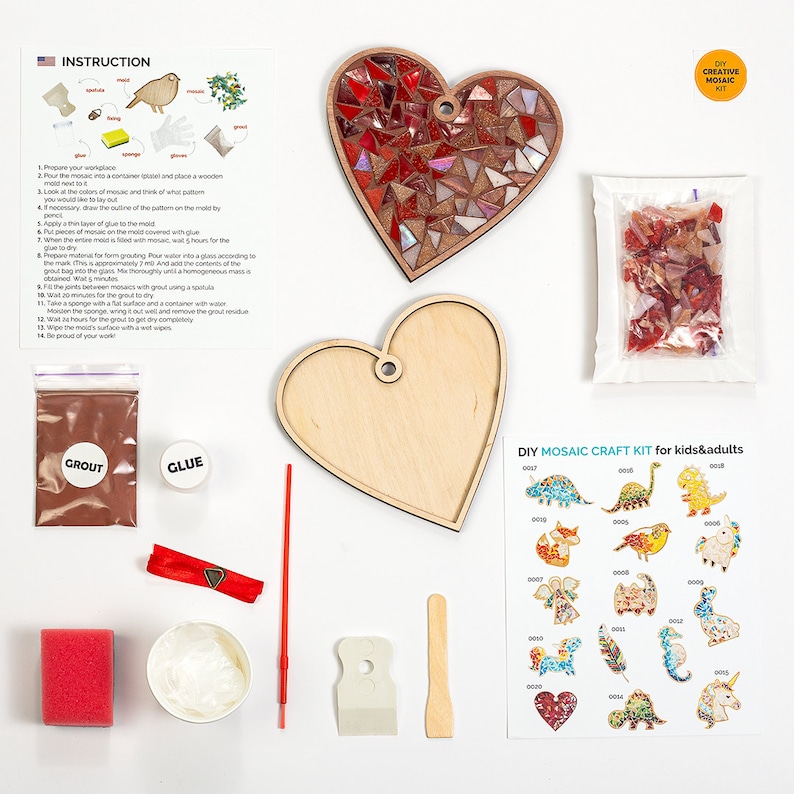 Red Heart DIY Mosaic Kit, Valentine's Gift - Etsy