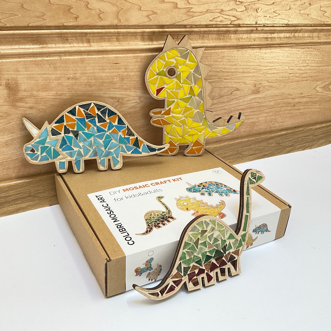 Set Dinosaurs DIY Mosaic Kit Gift for Thee Boys Activity for Thee ...