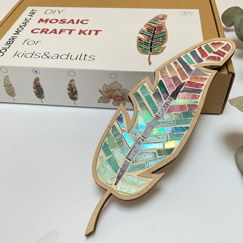 Pink Green Turquoise Feather Mosaic DIY KIT Feather ART Kit - Etsy