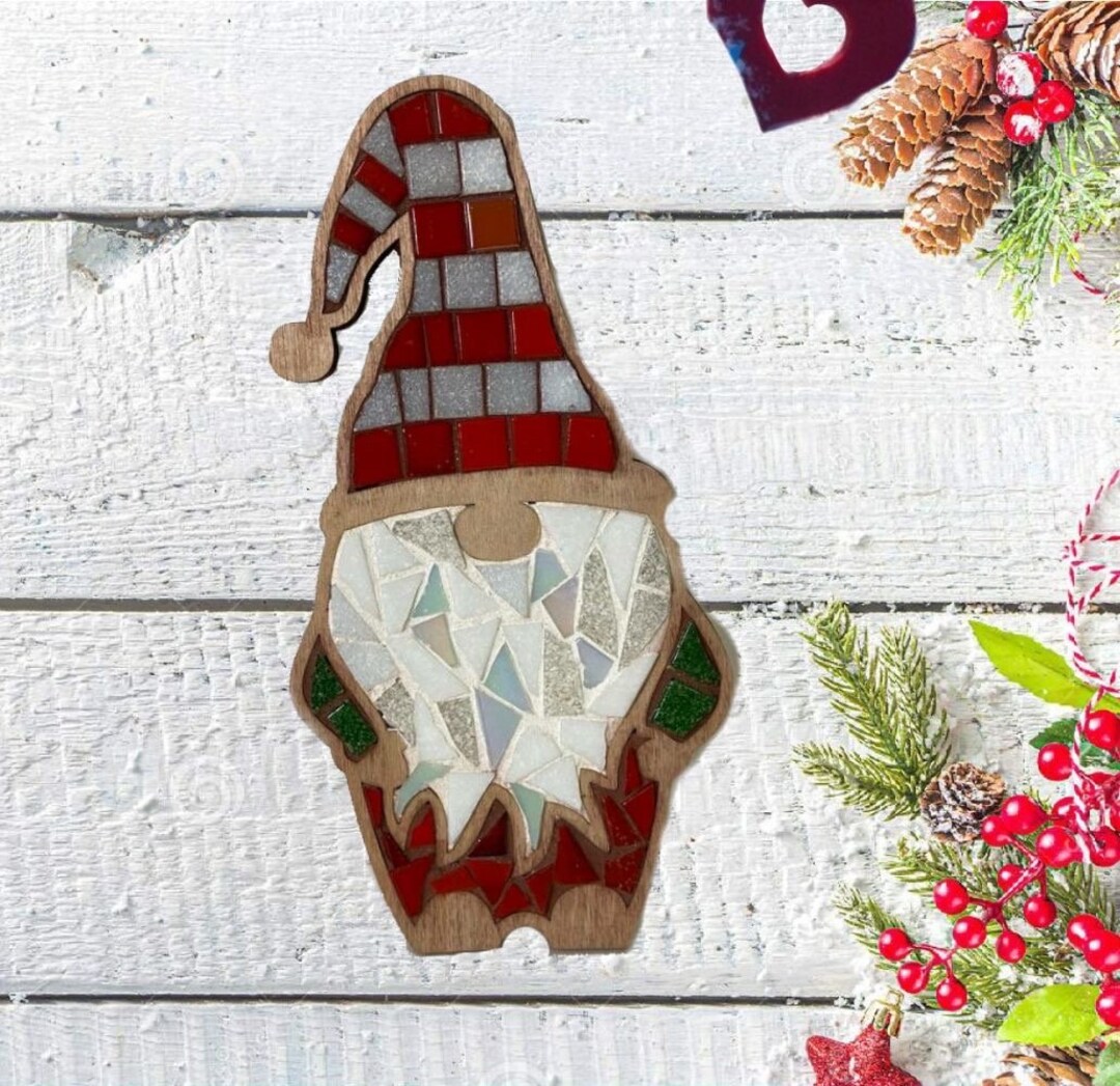 Christmas Gnome Mosaic DIY Kit: Red, White, and Angel Art - Etsy