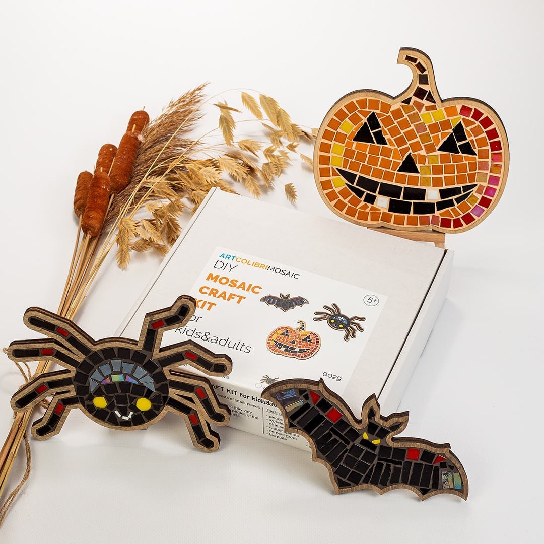 Set Halloween Pumpkins Bat Spider DIY Craft Mosaic Kit for - Etsy