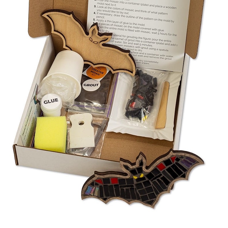 Black Bat Halloween DIY Craft Mosaic Kit for Kids and Adults. - Etsy