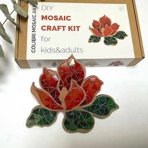 Red Flowers DIY Craft Mosaic Kit Art Decor Wall Beautiful Gift - Etsy