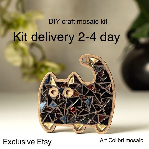 Mosaic Cat - Etsy