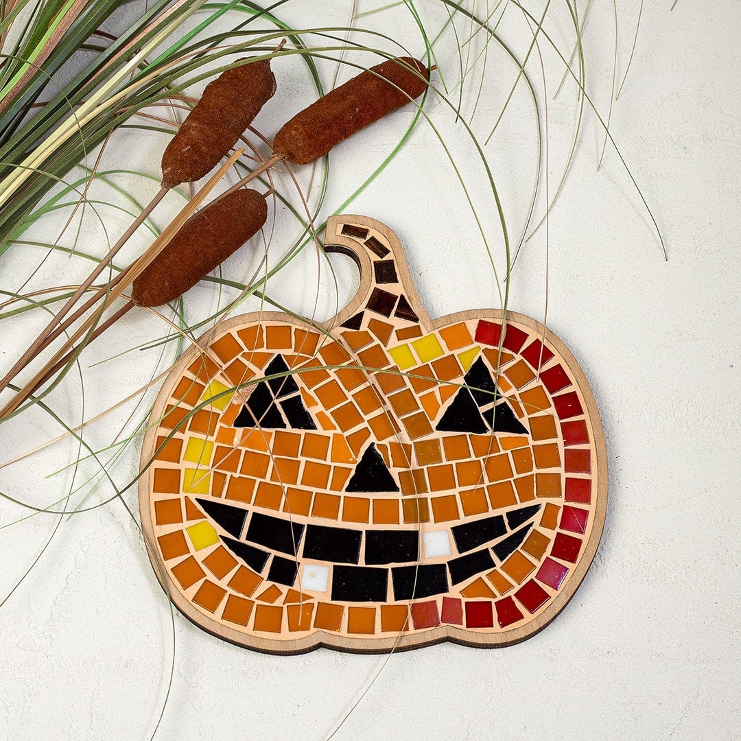 Pumpkin Mosaic Kit: Halloween DIY Craft, Home Decor Coaster - Etsy