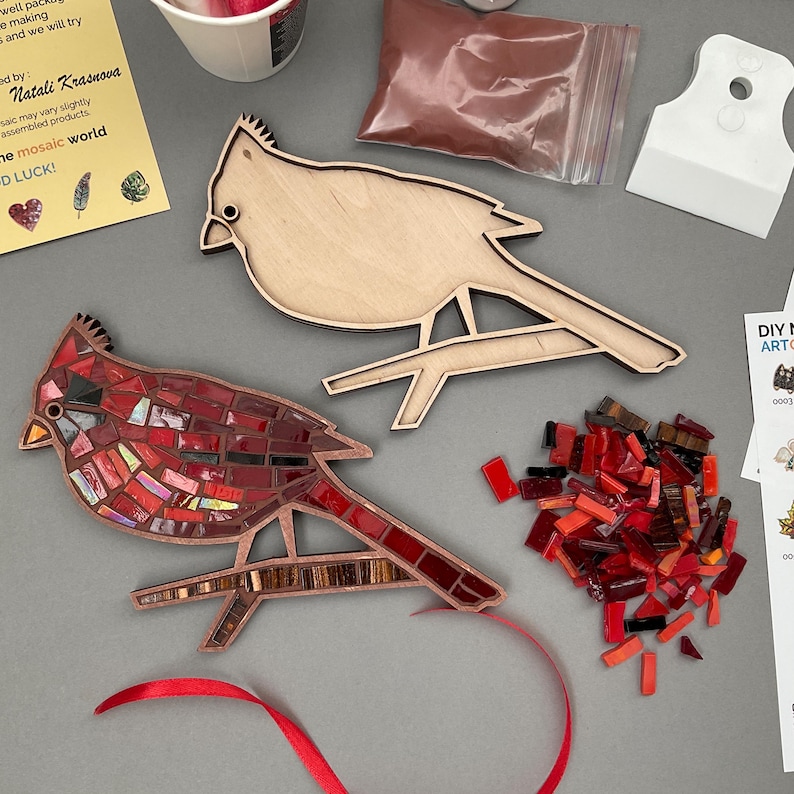 Red Cardinal Mosaic DIY Kit: Bird Art Craft Project - Etsy