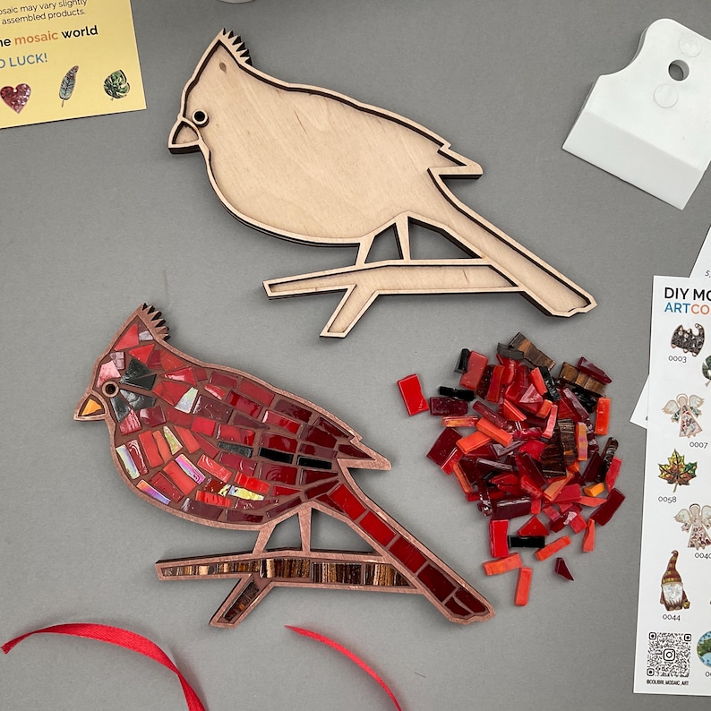 Red Cardinal Mosaic DIY Kit: Bird Art Craft Project - Etsy