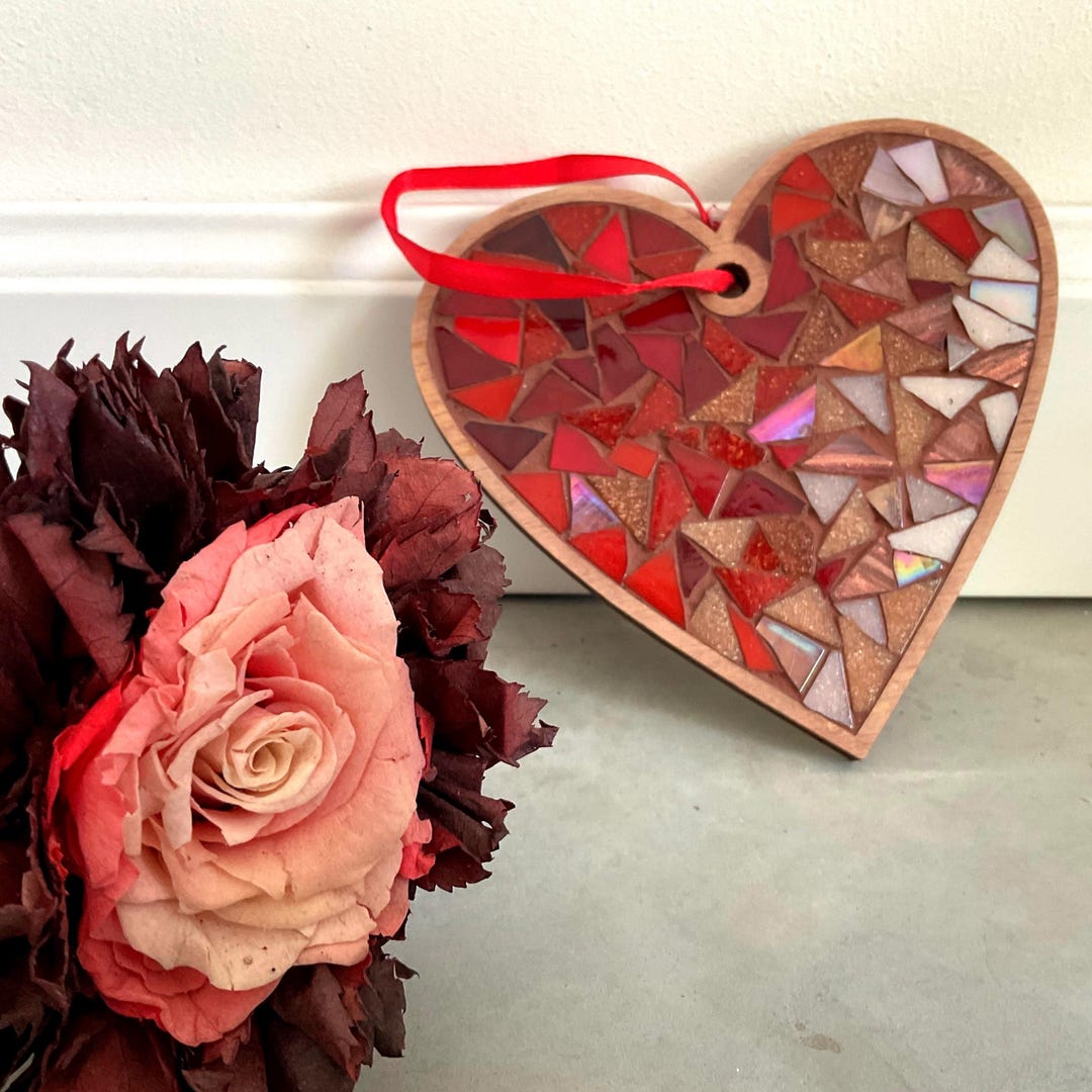 Red Heart DIY Mosaic Kit Decor Mosaic Heart Pink Heart for Presents ...