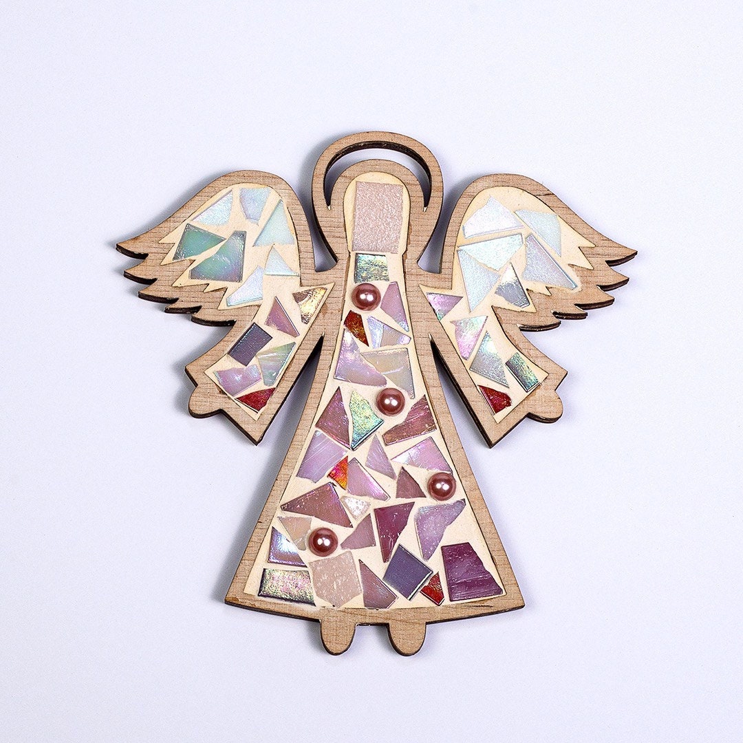 Pink Christmas Angel Mosaic DIY KIT With Bead-adorned - Etsy