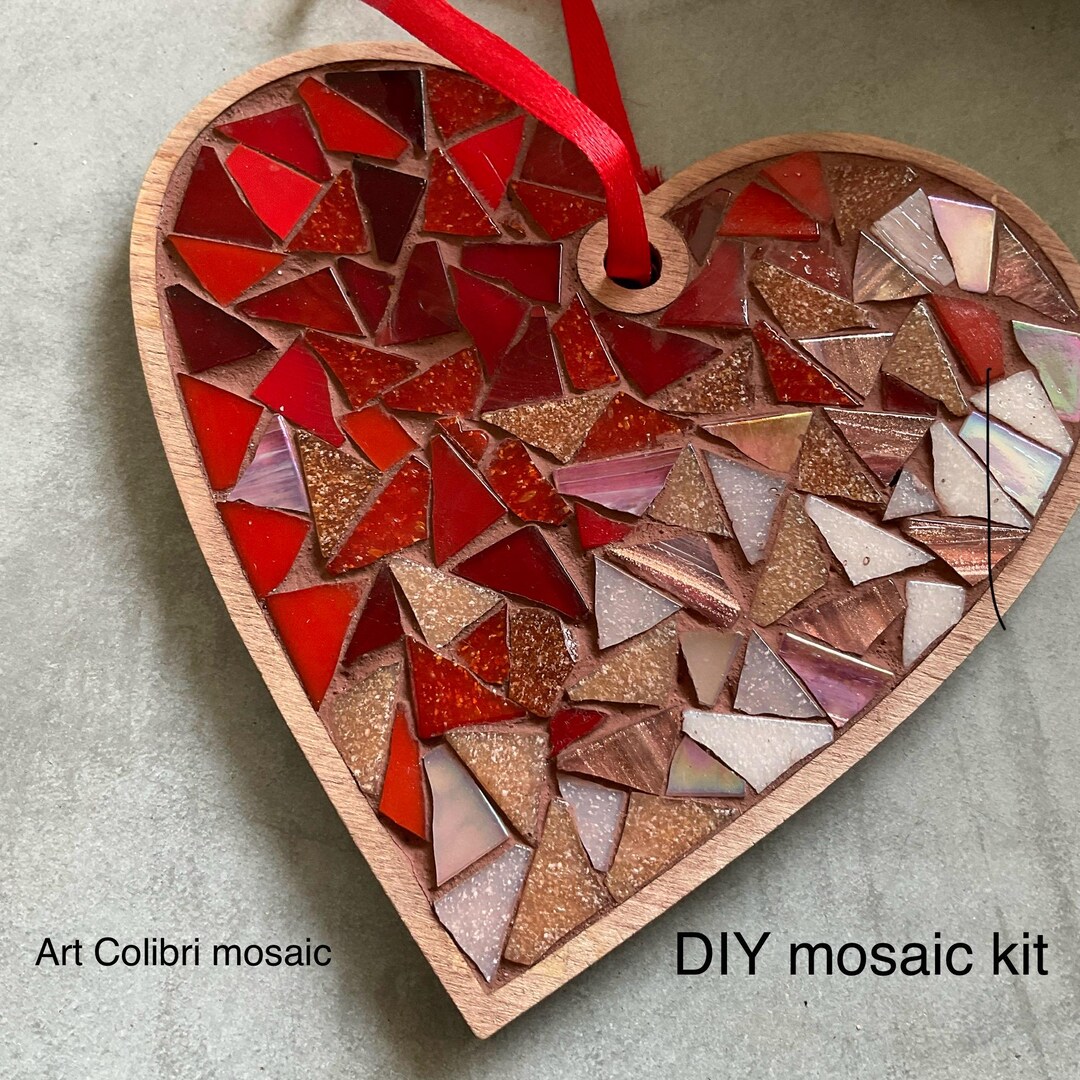 Red Heart DIY Mosaic Kit Decor Mosaic Heart Pink Heart for Presents ...