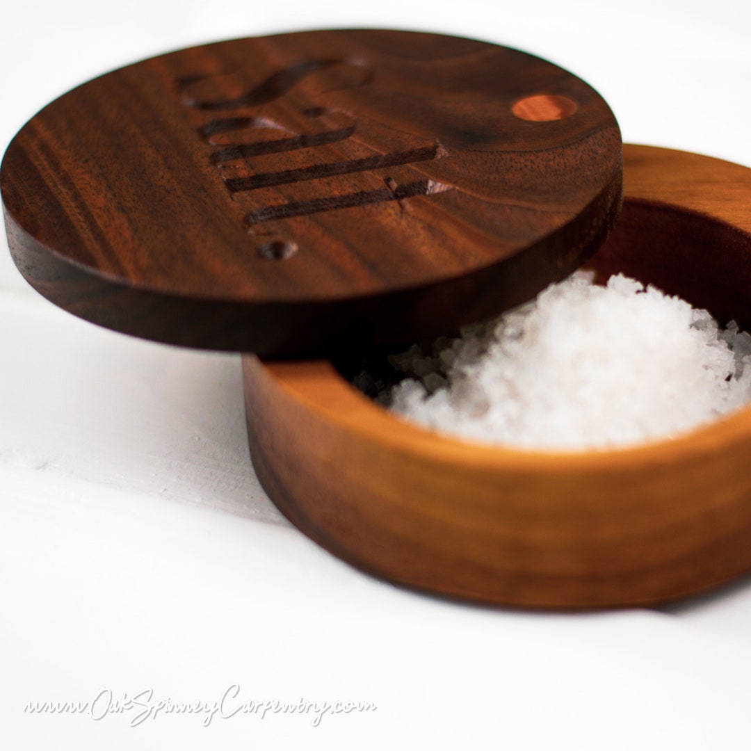 Wooden Salt Cellar | Salt Container | Salt Tub | Salt Box | Engraved ...