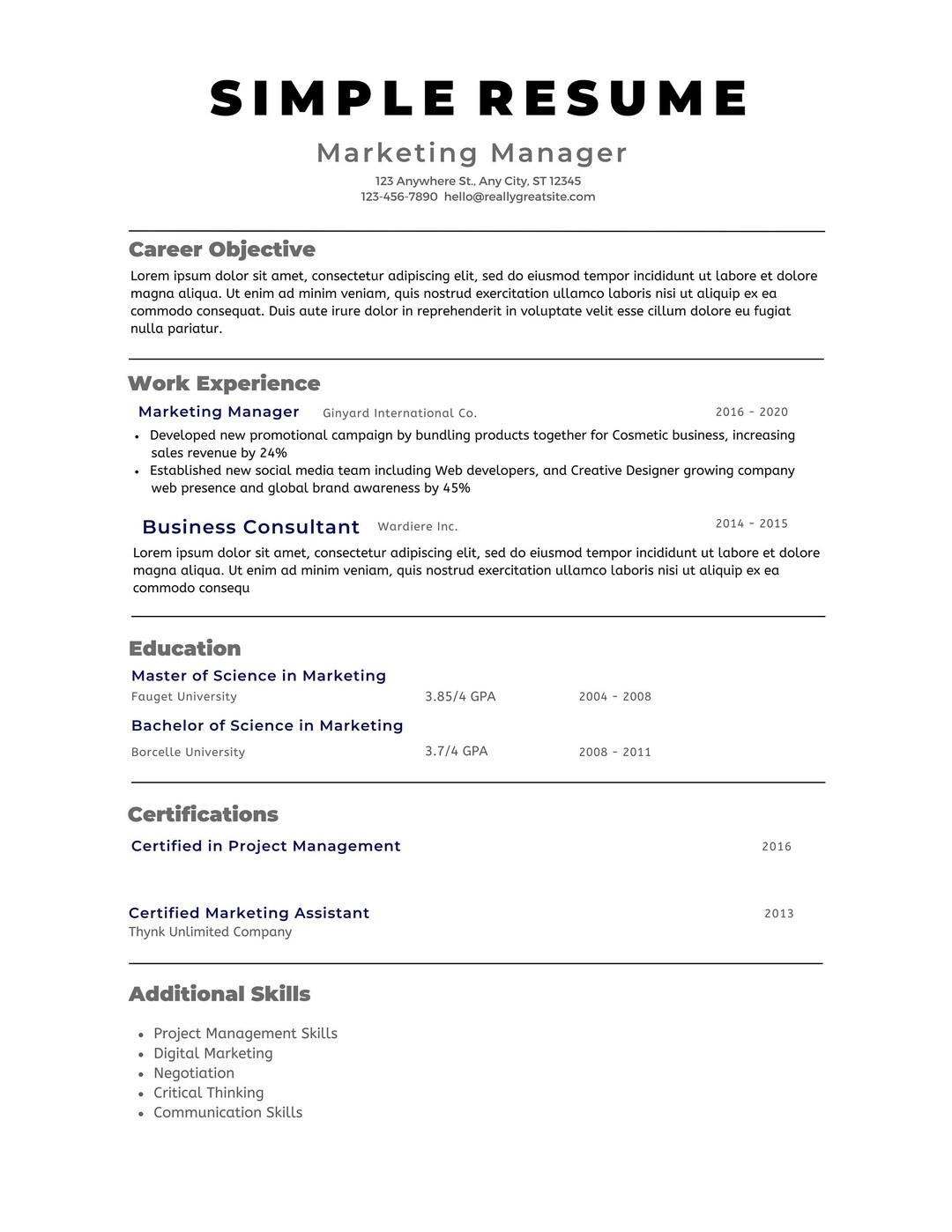 Simple Resume for College Students & Everyone - Etsy