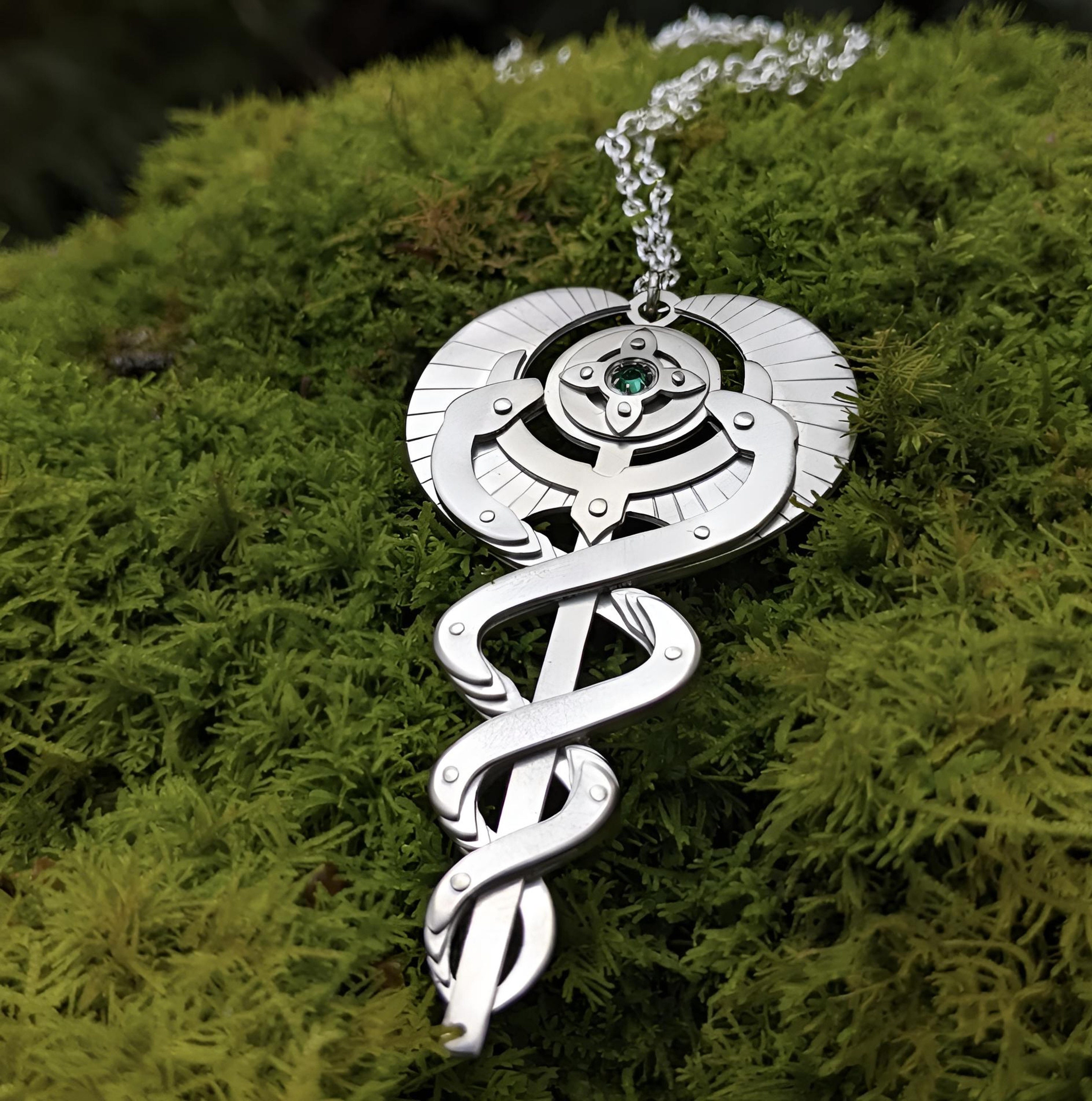 Emerald Caduceus Necklace, Caduceus Pendant, Gift for Doctor Nurse or ...