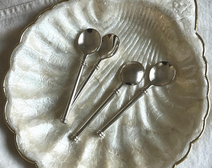 Vintage Tin Moka Spoon | Set of 4 | Silver Tin Moka Teaspoons | Small ...