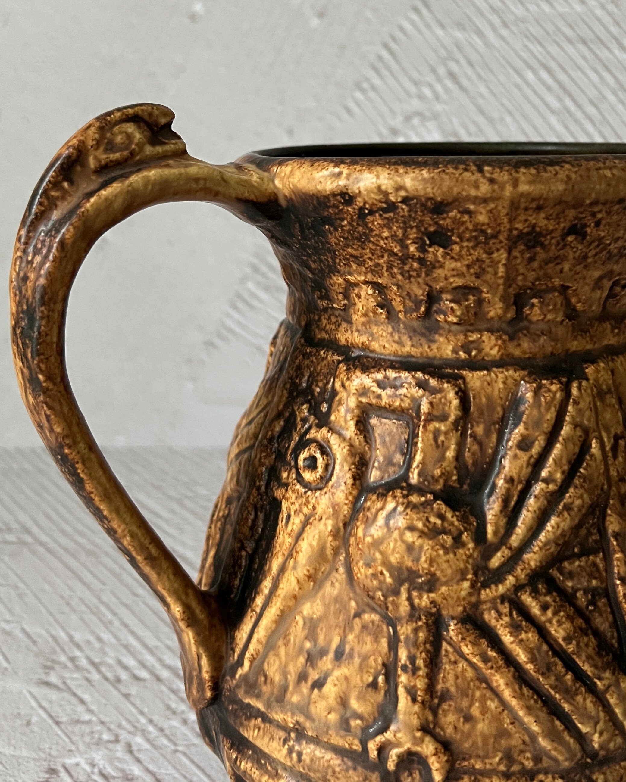 Jasba Pottery Vase Aztec Model '1689-2019' Vintage MCM Ceramic Vase Fat ...