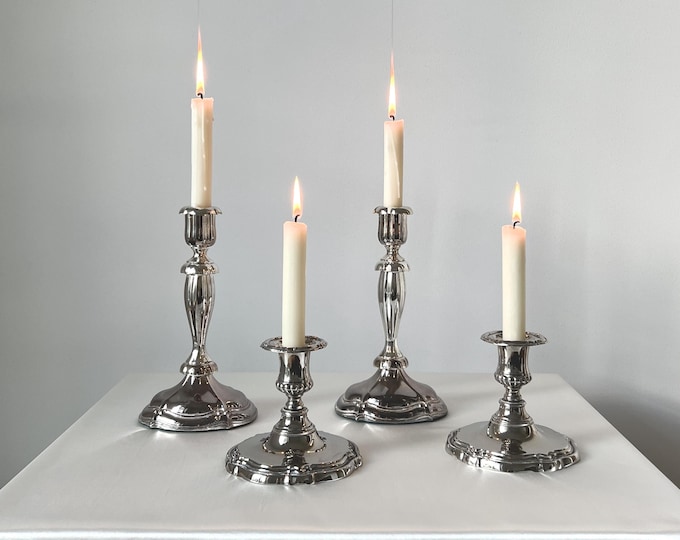 Mid-century Silver Candlestick Sets | Vintage Silver-plated Tabletop ...